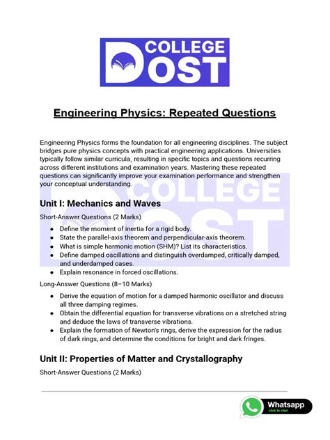 Engineering Physics Exam Questions Guide Pdf Damping