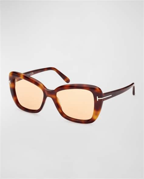 Tom Ford Maeve Havana Acetate Butterfly Sunglasses Neiman Marcus