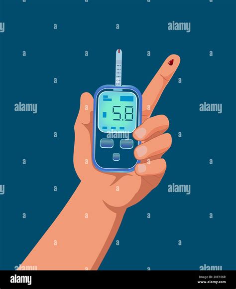 Hand Holding A Glucometer Ready Analysis Reading Stock Vector Image