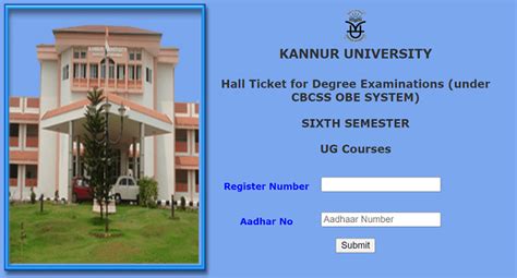 Kannur University Th Sem Hall Ticket Link OUT Exam Date Pattern UnivExamResult