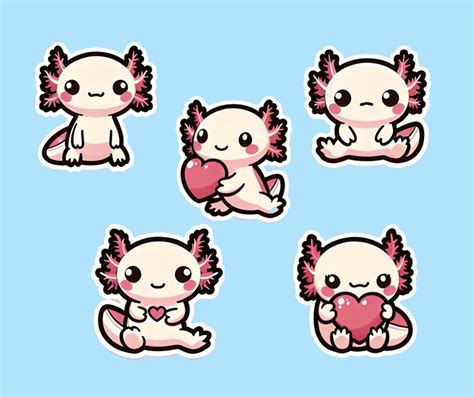 Kawaii Axolotl Clipart Set Svg Png Jpeg Format Commercial Use Etsy Uk