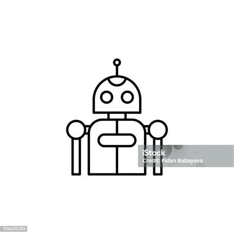 로보틱 로봇 개요 아이콘입니다 기호와 기호는 웹 로고 모바일 앱 Ui Ux에 사용할 수 있습니다 가상현실에 대한 스톡 벡터 아트