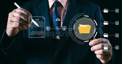 Document Management System Dms Businessman Using Digital Documents To Search Store Stock