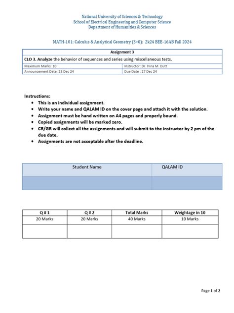 Assignment Caluclus And Geometry Pdf