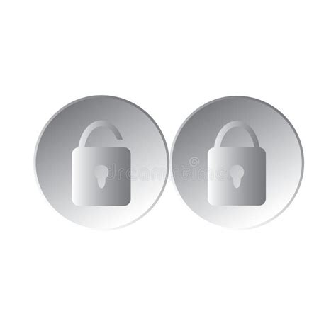 Vector Illustration Lock And Unlock Icon In Silver Gradient Stock Illustration Illustration Of