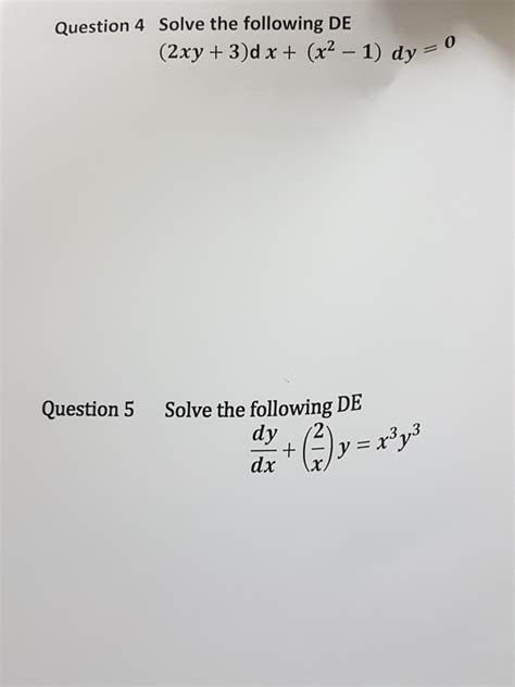 Solved Solve The Following DE 2xy 3 D X X 2 1 Dy Chegg