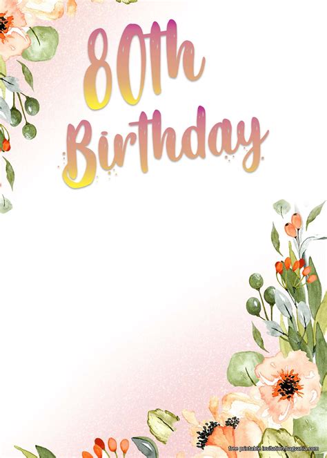 80th Birthday Free Printables Printable Templates