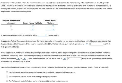Solved Consider A Banking System Where The Federal Reserve Chegg