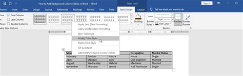 How To Add Background Color To Tables In Microsoft Word