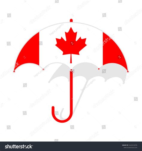 Canada Flag Umbrella Weather Symbols National Stock Vector Royalty