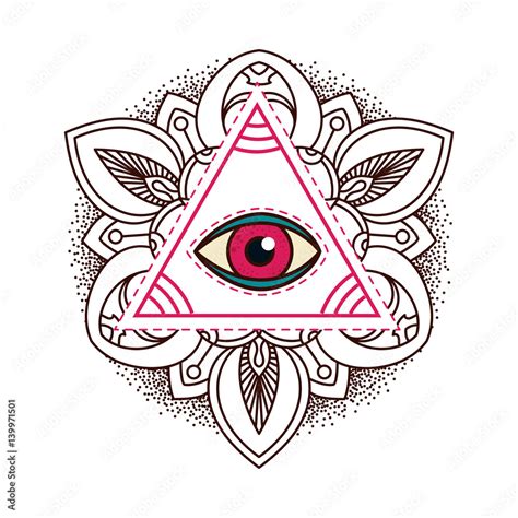 Vector De Stock All Seeing Eye Pyramid Symbol Old School Tattoo