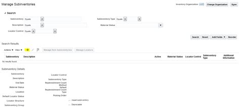 ORACLE MASTERMINDS Inventory Location Item Master Organization Inventory Sub Inventory Item