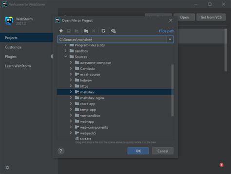 WebStorm 2021 2 Can T Open File Or Project IDEs Support IntelliJ