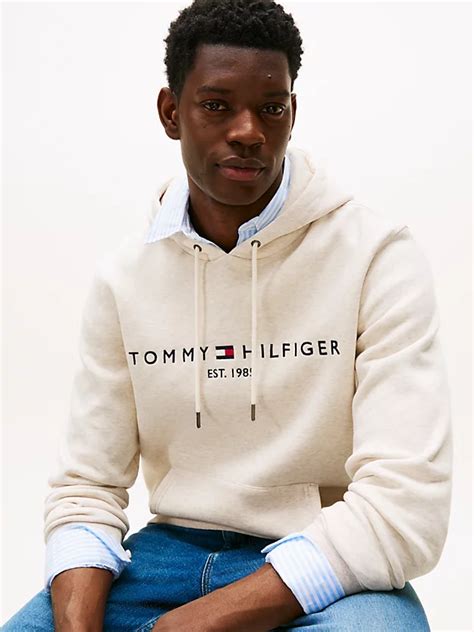 Hoodie Met Trekkoord En Geborduurd Logo Beige Tommy Hilfiger