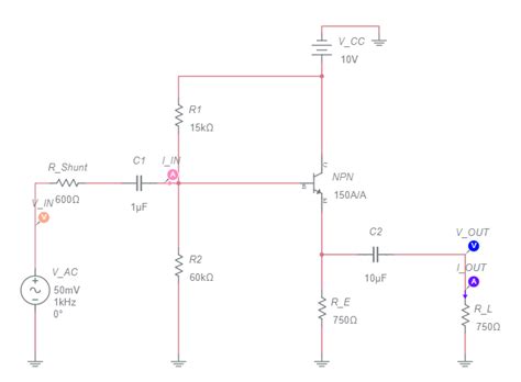 Common Collector Amplifier Multisim Live