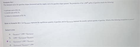 Solved Scenario The Demand Curve For Gasoline Slopes Chegg
