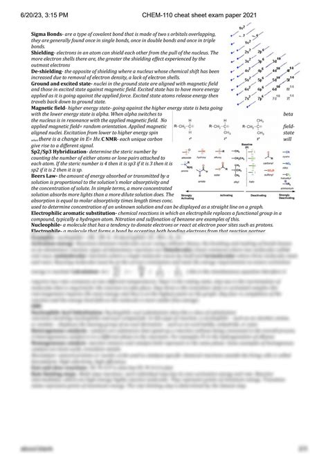SOLUTION Chem 110 Cheat Sheet Exam Paper 2021 Studypool