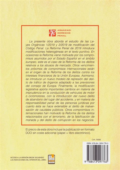 Las Reformas Penales De 2019 Aranzadi 9788413097763 Gonzalo