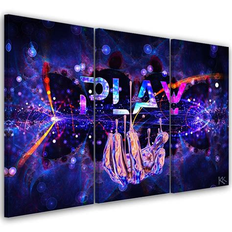 Obraz 3 Cz Ciowy Na P Tnie Neon Z Napisem Play 120x80 Inna Marka
