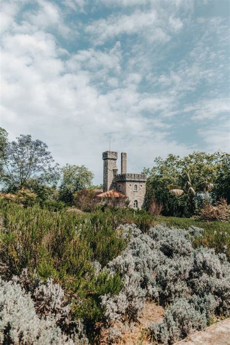 Small Gothic Architecture Castle In Green Grounds In Sintra Portugal