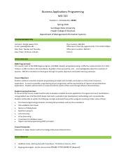 Syllabus Mis Spring Section Pdf Business Applications Programming Mis Section