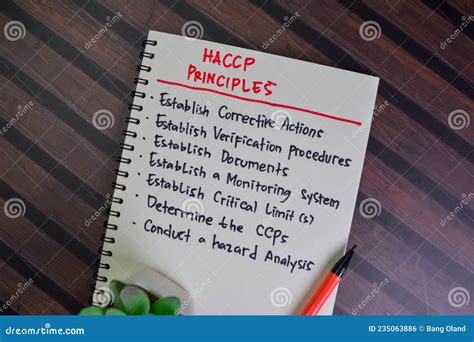 Haccp Principles Write On A Book With Keyword Isolated On Wooden Table