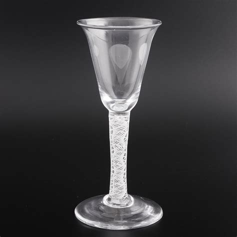 19th Century Georgian Wine Glass Opaque Twist Stem C1825
