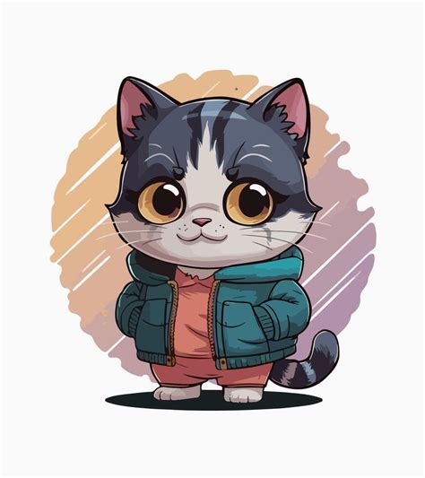 A Drawing Of A Cat With A Jacket That Says Cat On It 49325795 Vector