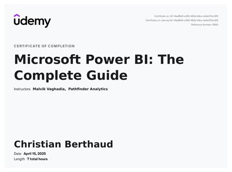 Udemy Course Completion Certificate Christian Berthaud