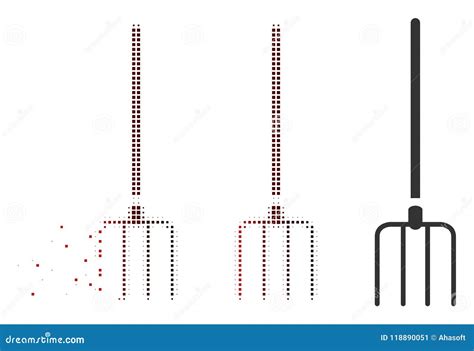 Moving Pixel Halftone Pitchfork Icon Stock Vector Illustration Of