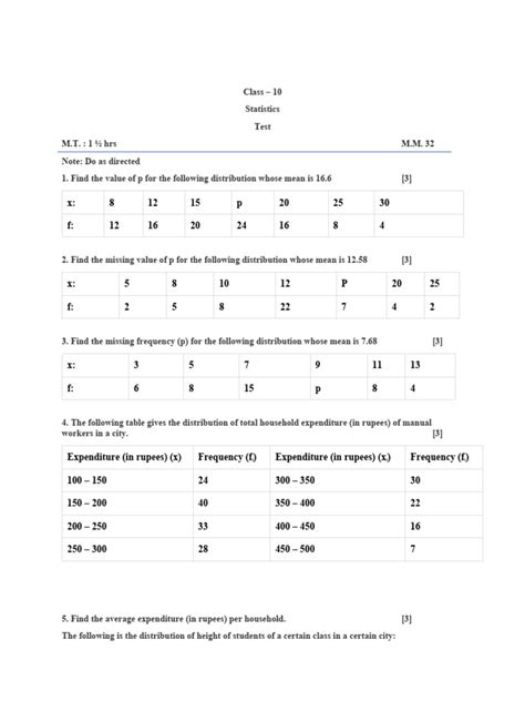 class 10 statistics test pdf median statistics