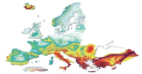 Map European Seismic Hazard Map Italian Seismic Hazard Map In
