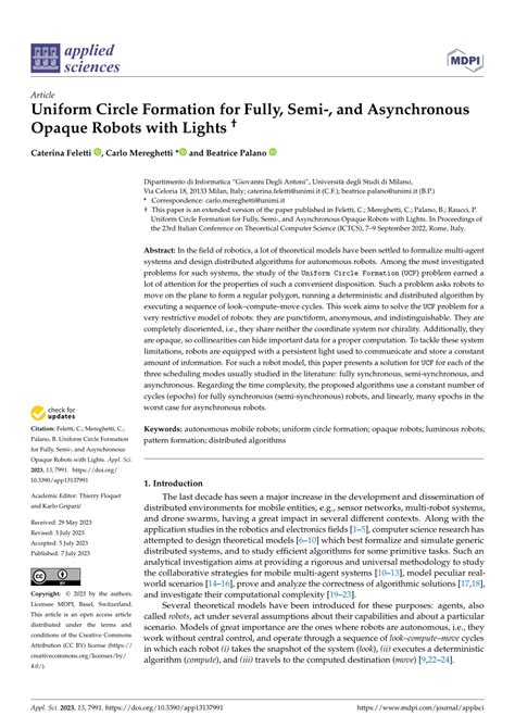 Pdf Uniform Circle Formation For Fully Semi And Asynchronous Opaque Robots With Lights