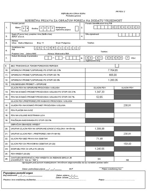 Pdv Prijava Pdf