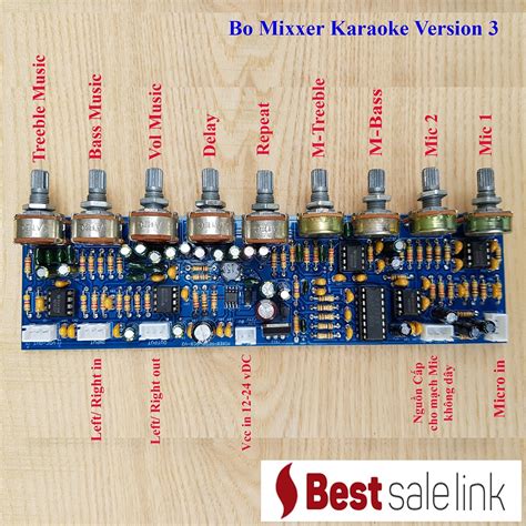 Bo Mạch Mixer Karaoke V3 Tích Hợp Pre Mic Echo Vang Và Bass Treeble Độ