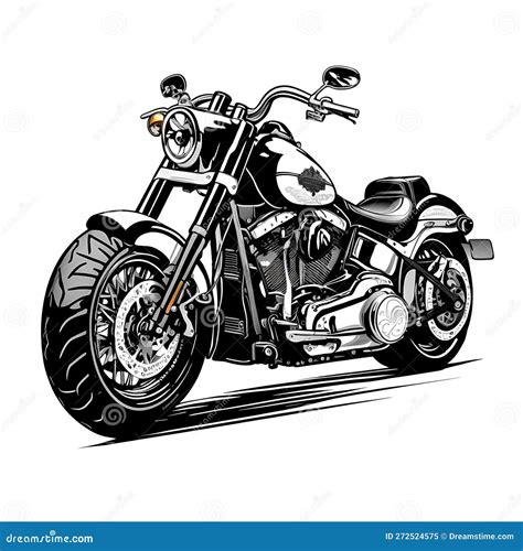 Harley Davidson Motorcycle Black And White Generative Ai Stock