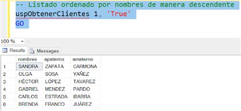 SQLServer Stored Procedure Para Ordenar Columnas Ascendente Descendente