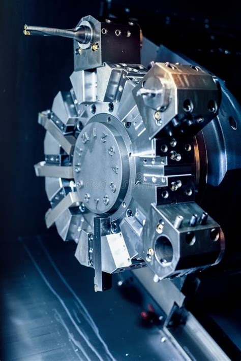 CNC Lathe Machine Turning Work With Metal Stock Image Image Of Carbide Metal