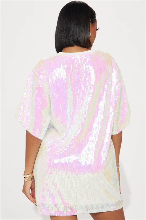 Always The Birthday Queen Sequin Shirt Dress White Fashion Nova