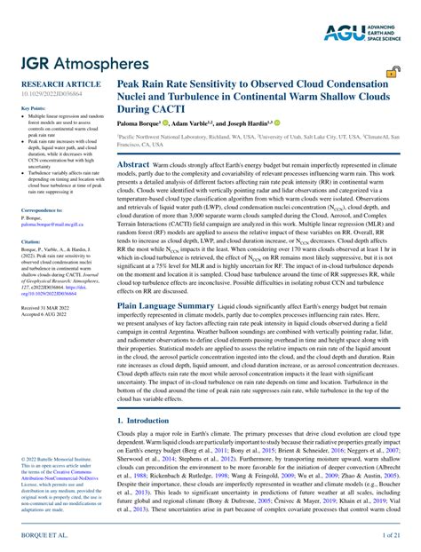 Pdf Peak Rain Rate Sensitivity To Observed Cloud Condensation Nuclei And Turbulence In