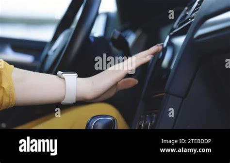 Unrecognizable Female Woman Hand Touching Clicking Tapping Sliding