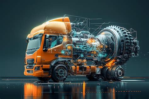 Dynamic Design Featuring A Truck Partially Surrounded By Abstract