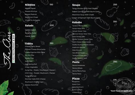 The Class Veg Restaurant And Bar Menu Menu For The Class Veg Restaurant And Bar Juhu Western