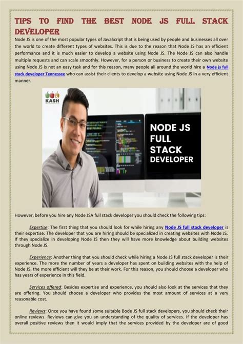 Ppt Tips To Find The Best Node Js Full Stack Developer Powerpoint
