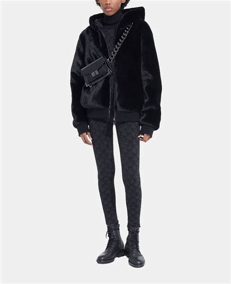 Manteau Fausse Fourrure à Capuche Noir The Kooples France