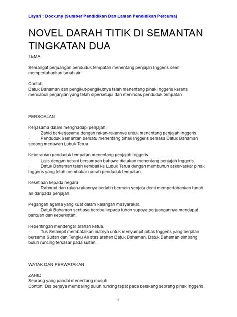 Novel Darah Titik Di Semantan Tingkatan Dua Pdf