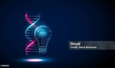 Abstract Blue Light Bbulb Blue And Purple 3d Dna Molecule Helix