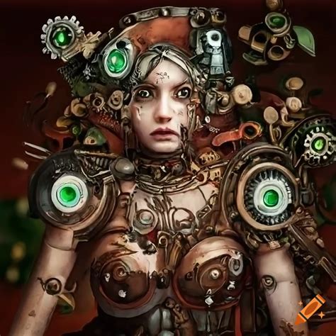 Detailed Illustration Of A Steampunk Cyborg In A Garden On Craiyon