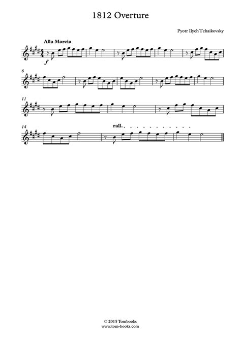 1812 Overture Opus 49 Andante Tchaikovsky Clarinet Sheet Music