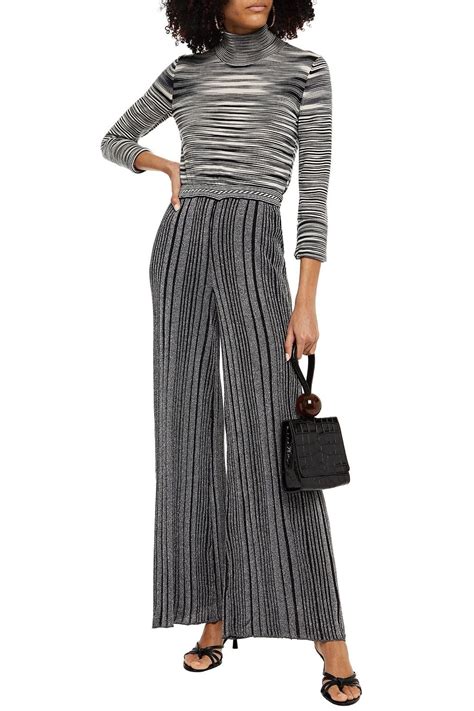 Camilla Metallic Ribbed Knit Wide Leg Pants The Outnet